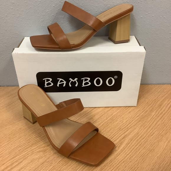 BAMBOO | Shoes | Bamboo Strap Wood Heel Mule | Poshmark